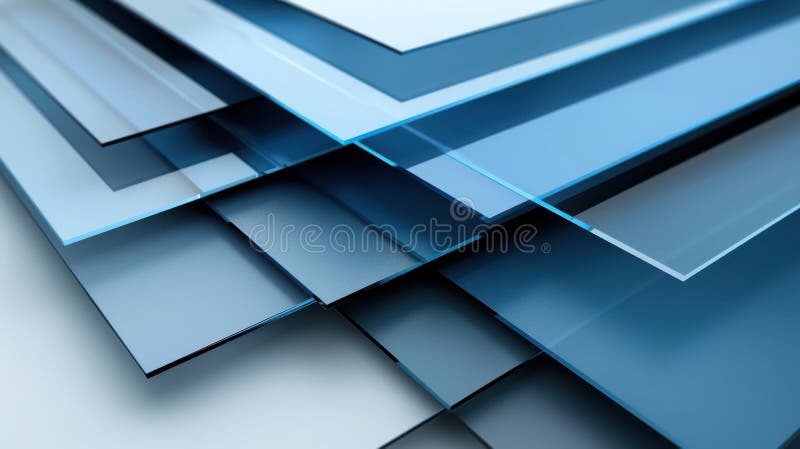 Abstract Layered Glass Panels in Shades of Blue Stock Image - Image of ...