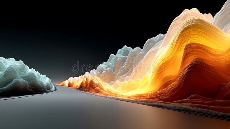 Abstract Layered Landscape with Contrasting Color Temperature Gradient ...