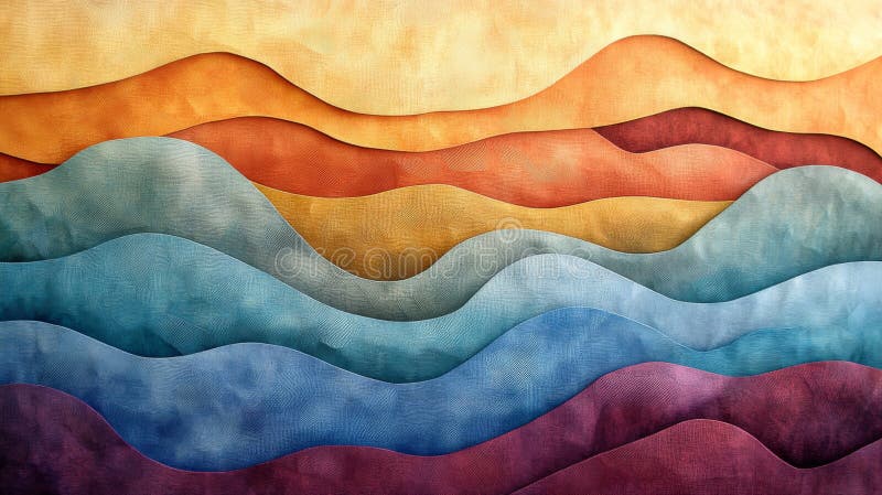 Abstract Layered Landscape of Textured Hues Stock Illustration ...