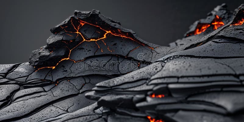 Abstract Layered Lava and Rock Texture with Fiery Cracks Stock Photo ...