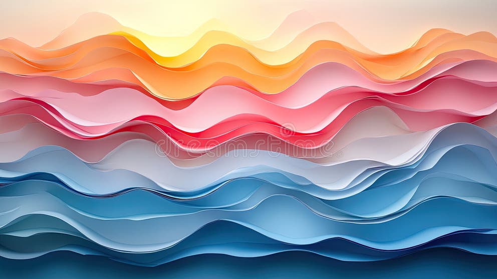 Abstract Layered Paper Waves Background, Modern Fluid Flow Stock ...