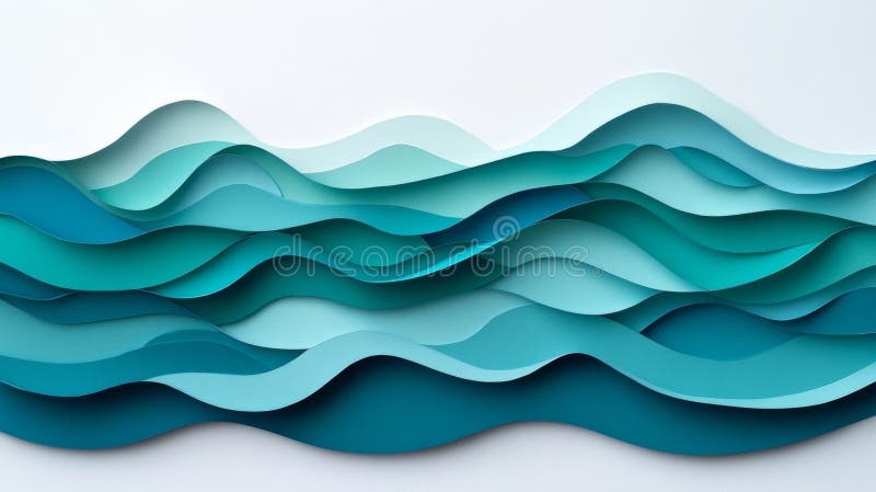 Abstract Layered Papercut Ocean Waves Stock Illustration - Illustration ...