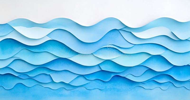 Abstract Layered Papercut Ocean Waves Background High Quality Image ...