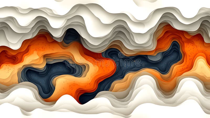 Abstract Layered Papercut Wave Design in Orange and Gray Stock ...
