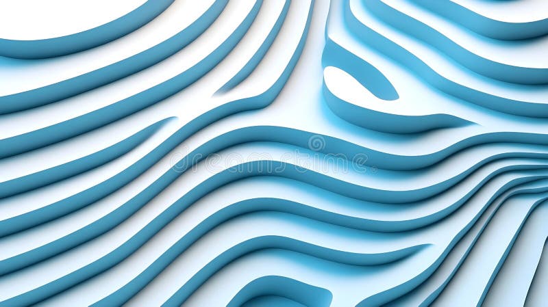 Abstract Layered Pattern with Flowing Blue and White Wave-like Curves ...