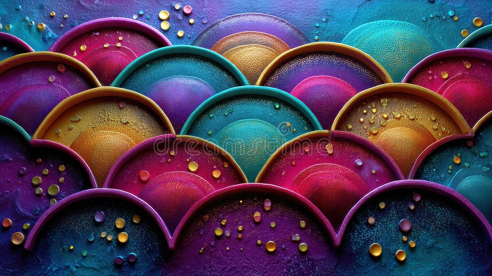 Abstract Layered Petal Scale Pattern with Iridescent Texture and ...