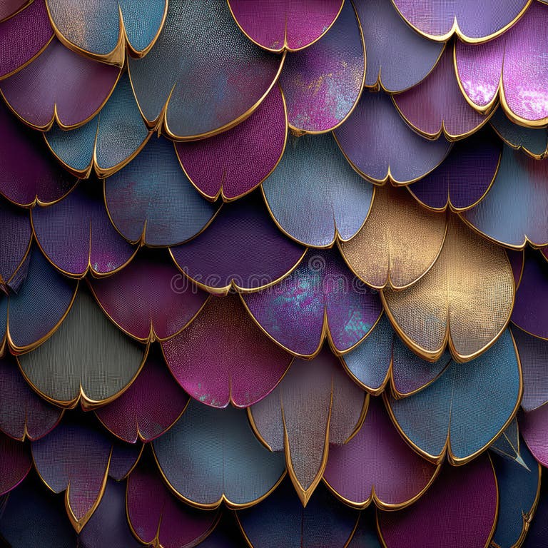Abstract Layered Petal Scale Pattern with Iridescent Texture and ...