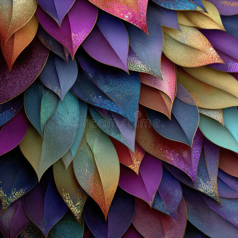 Abstract Layered Petal Scale Pattern with Iridescent Texture and ...