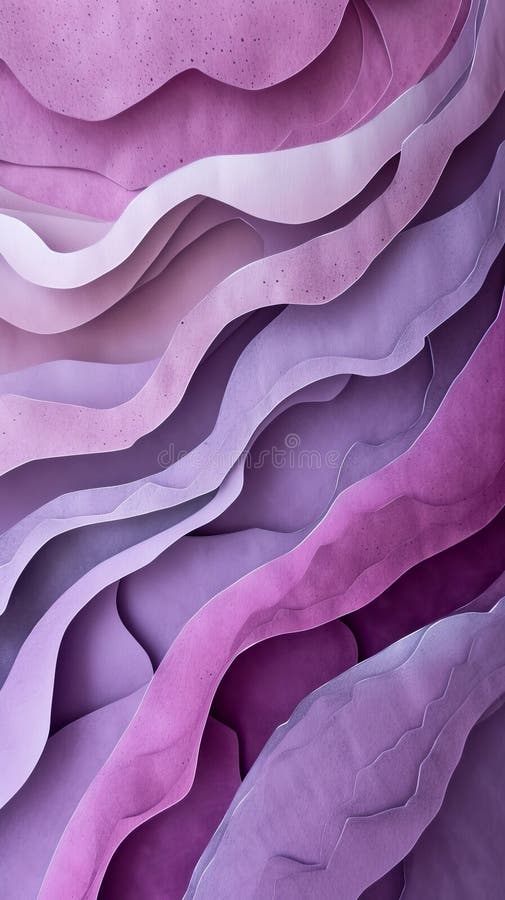 Abstract Layered Purple and Pink Paper Art, Wavy Patterns. Creative ...