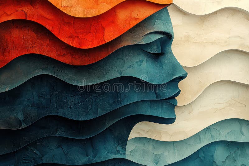 Abstract Layered Shapes Create Depth and Dimension, Resembling Face ...