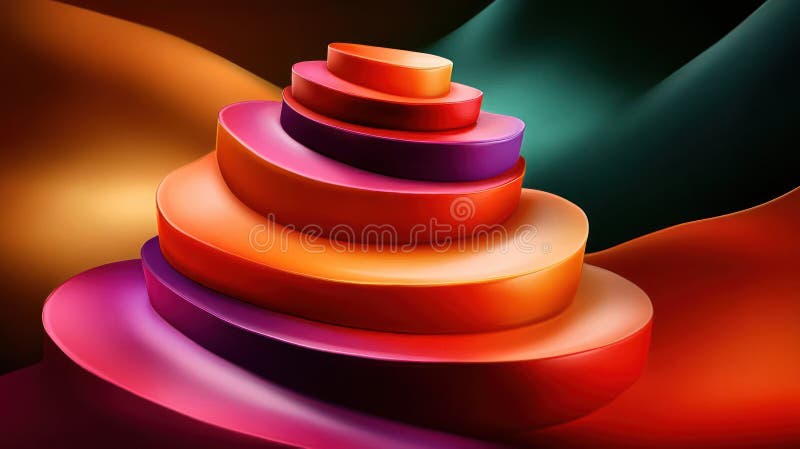 Abstract Layered Shapes in Vibrant Colors, Creating a Visually Striking ...