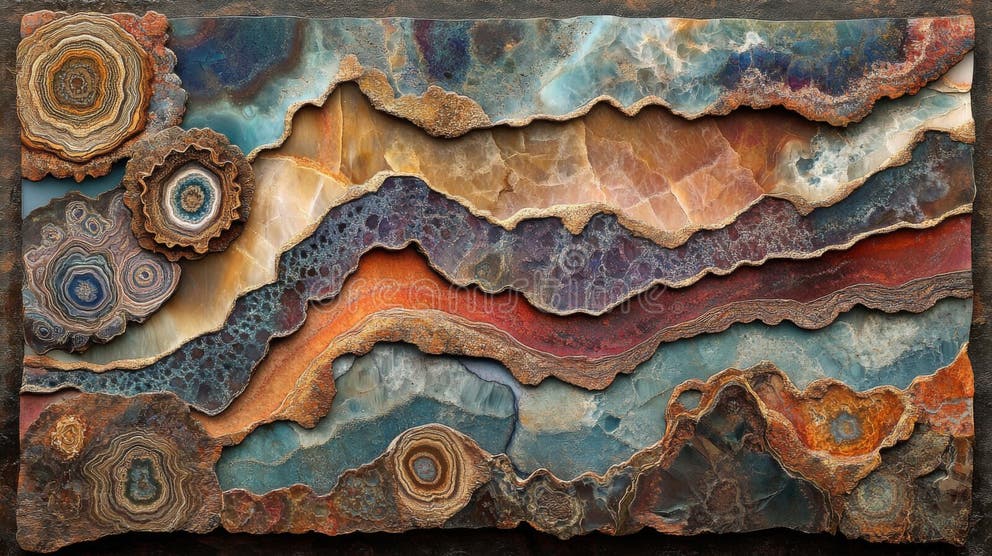 Abstract Layered Stone Art Rustic Earth Tones Stock Illustration ...