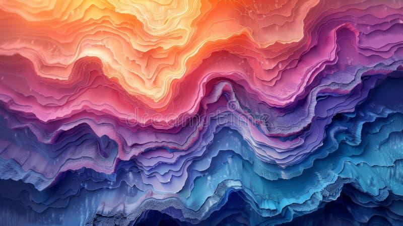 Abstract Layered Terrain with Vibrant Colors - Generative Ai Stock ...