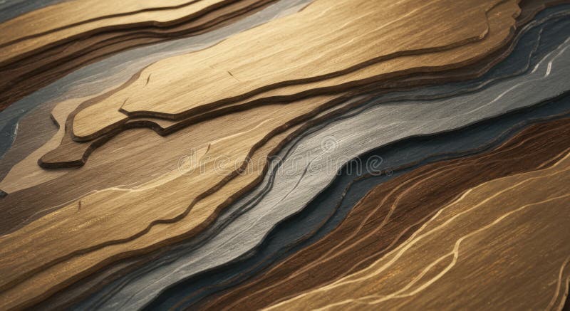Abstract Layered Texture Background with Brown Gold and Silver Waves ...