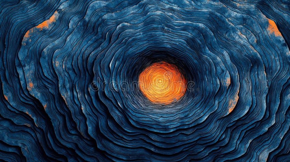 Abstract Layered Texture in Blue and Orange with Circular Patterns and ...