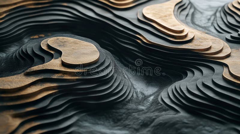Abstract Layered Topographic Texture with Metallic and Dark Tones Stock ...