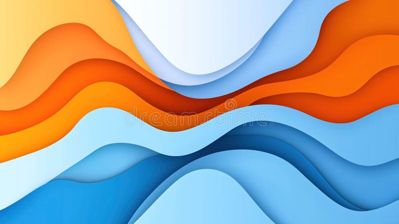 Abstract Layered Wave Design in Blue and Orange Stock Illustration ...