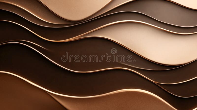 Abstract Layered Waves in Mocha Tones with Smooth Metallic Textures ...