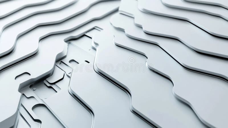 Abstract Layers of Smooth, Wavy White Surfaces Create a Modern ...