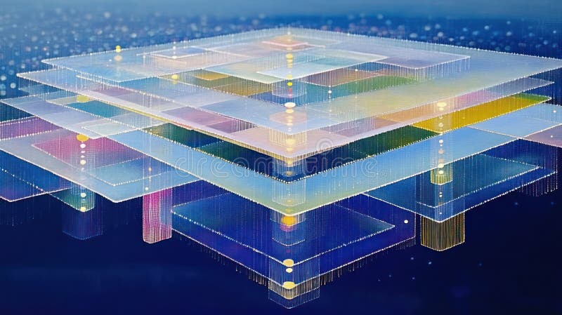 Abstract Layers of Translucent Shapes Creating a Futuristic Digital ...