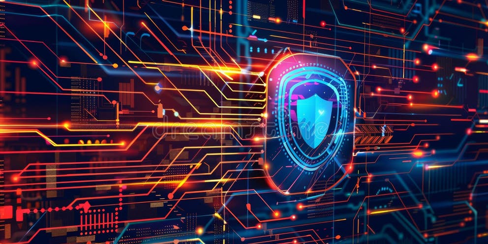 Abstract Layout with Digital Protection Patterns. Stock Illustration ...