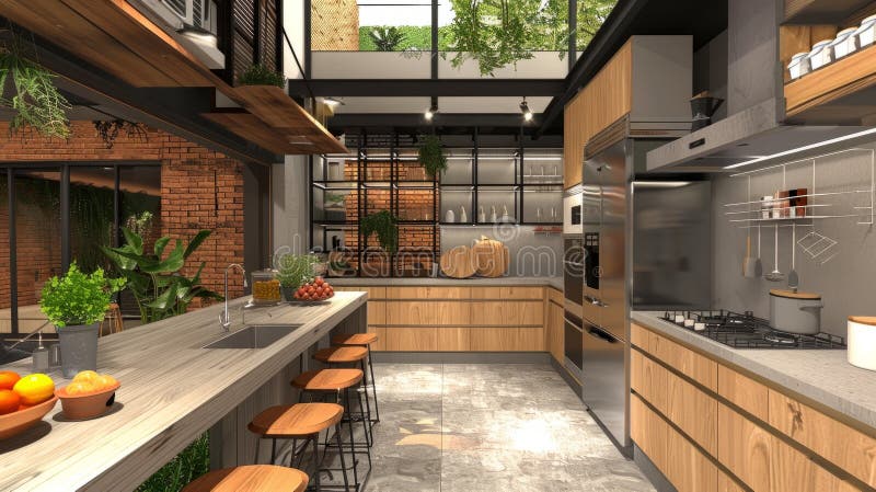 Abstract Layout Kitchen Backdrop Stock Illustration - Illustration of ...