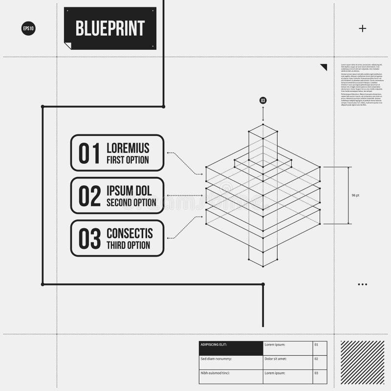 Abstract Layout Template in Draft Style with Three Numbered Options and ...