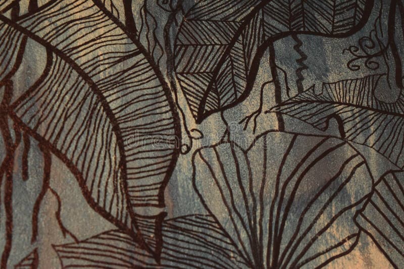 Abstract Leaf Art Graphic Random Pattern Style Decoration on Retro ...