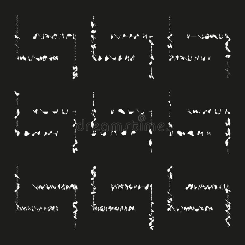 Abstract Leaf Border Set. Delicate White Foliage. Decorative Corner ...