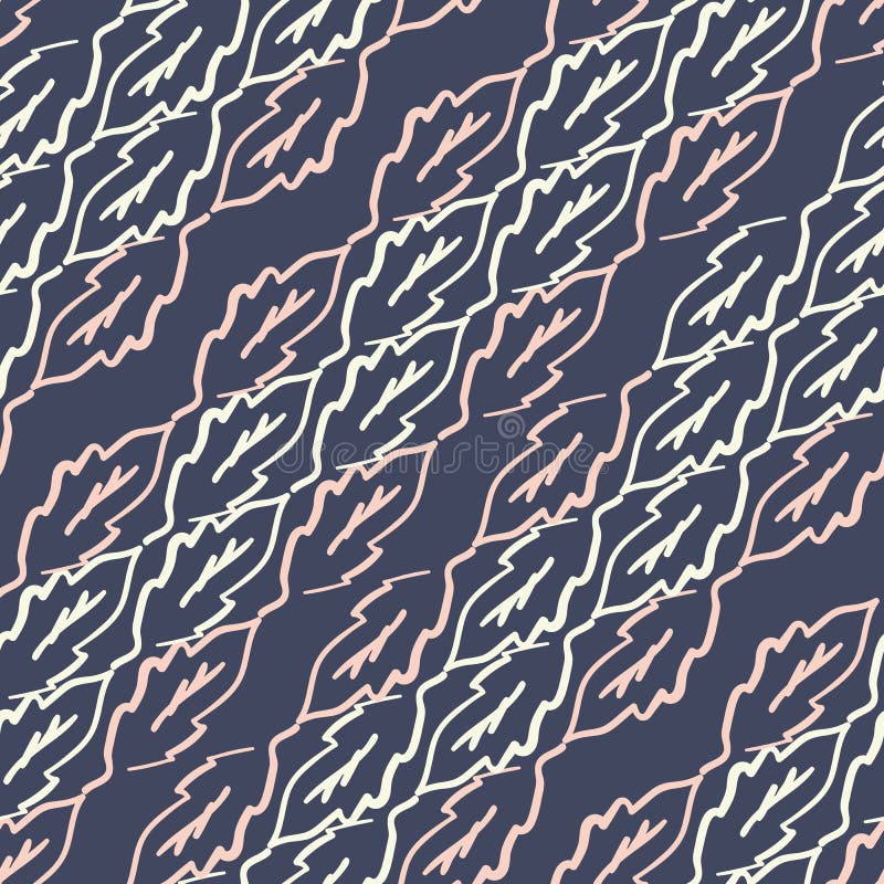Abstract Leaf Garland Diagonal Stripe Vector Seamless Pattern ...