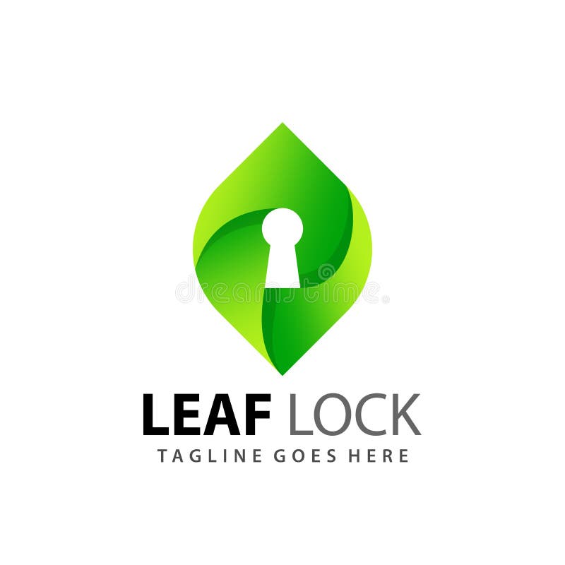 Abstract Leaf Key Lock Logo Design Premium Vector Illustration Stock ...