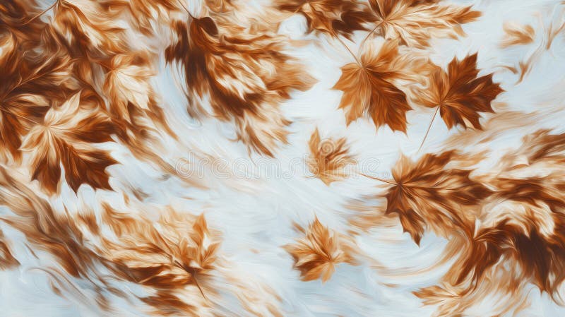 Abstract Leaf Movement Concept, Dynamic Swirl of Maple Leaves on White ...