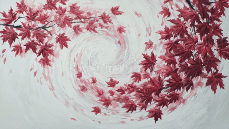 Abstract Leaf Movement Concept, Dynamic Swirl of Maple Leaves on White ...