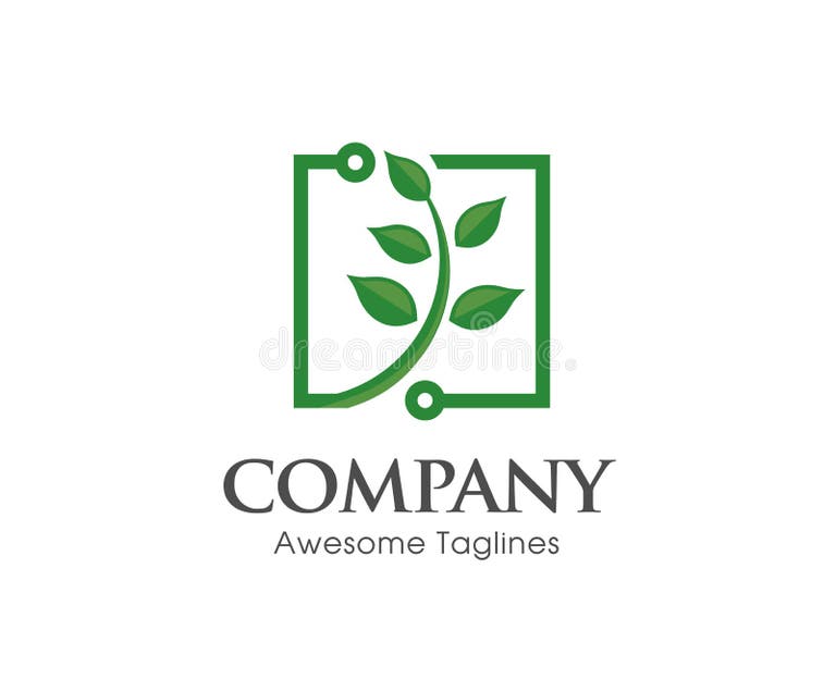 Abstract Leaf and Square Technology Logo Stock Vector - Illustration of ...