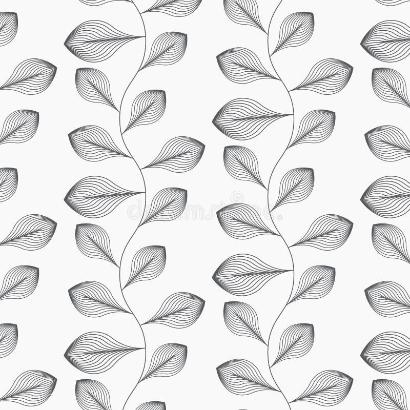 Abstract Leaf Vector Pattern, Repeating Linear Leaves, Flower, Skeleton ...