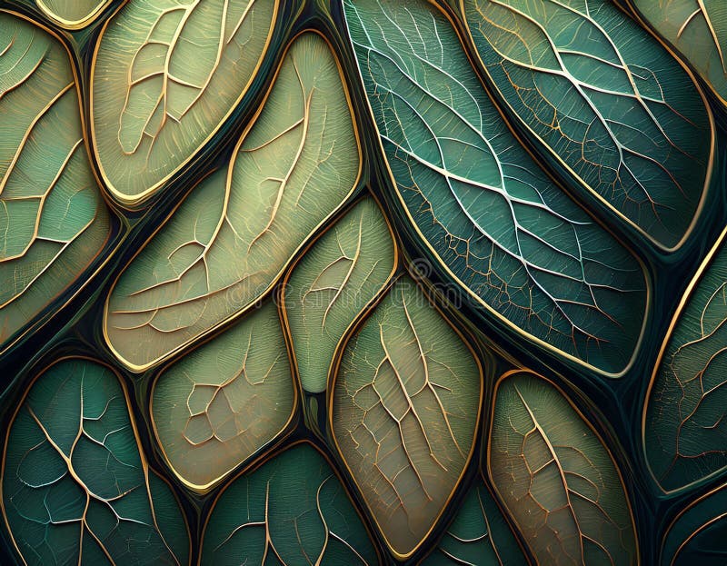 Abstract Leaf Veins Illustration Exaggerated Lines and Shapes ...