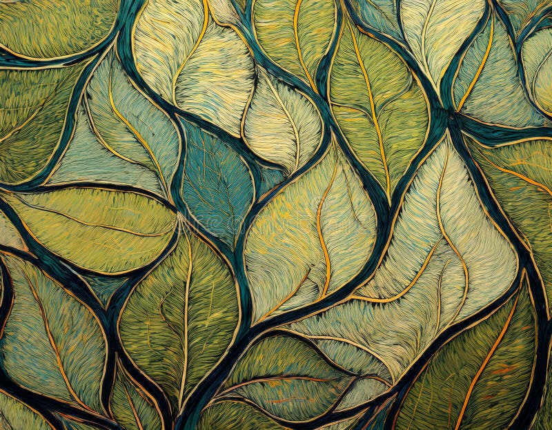 Abstract Leaf Veins Illustration Exaggerated Lines and Shapes ...