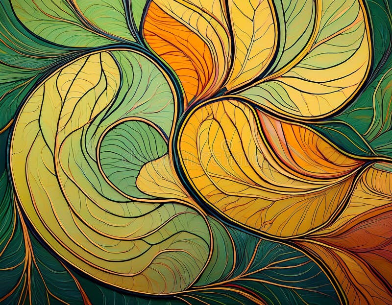 Abstract Leaf Veins Illustration Exaggerated Lines and Shapes ...