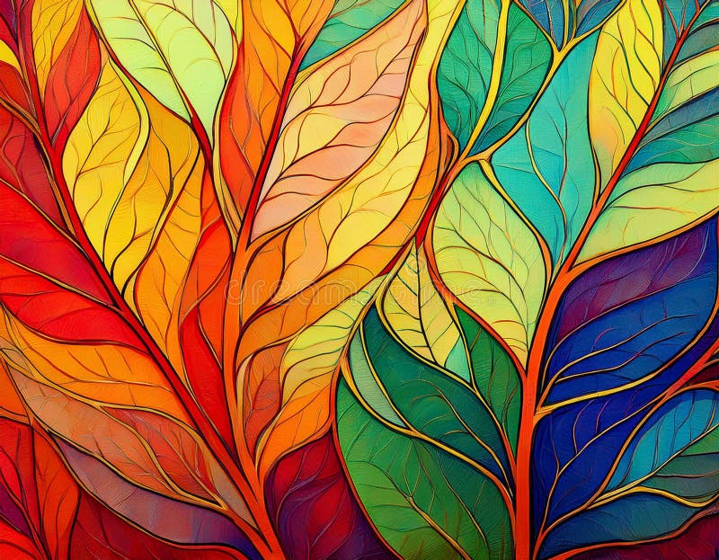 Abstract Leaf Veins Illustration Exaggerated Lines and Shapes ...