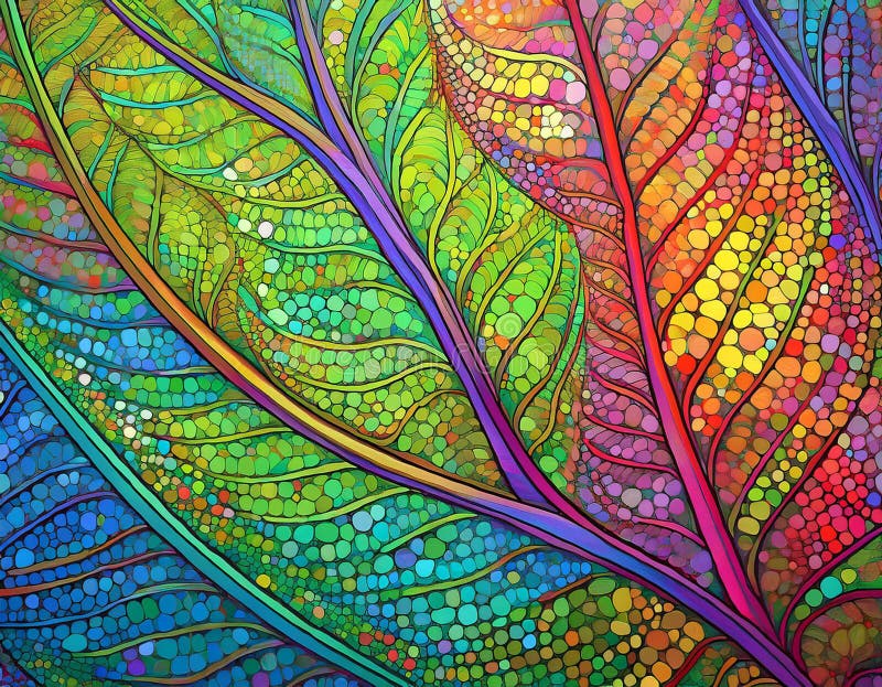 Abstract Leaf Veins Illustration Exaggerated Lines and Shapes ...