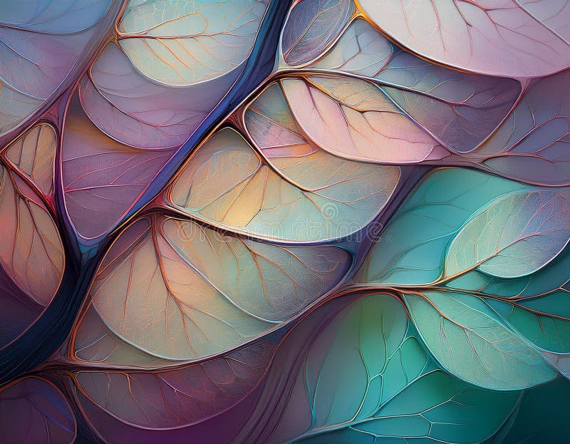 Abstract Leaf Veins Illustration Exaggerated Lines and Shapes ...