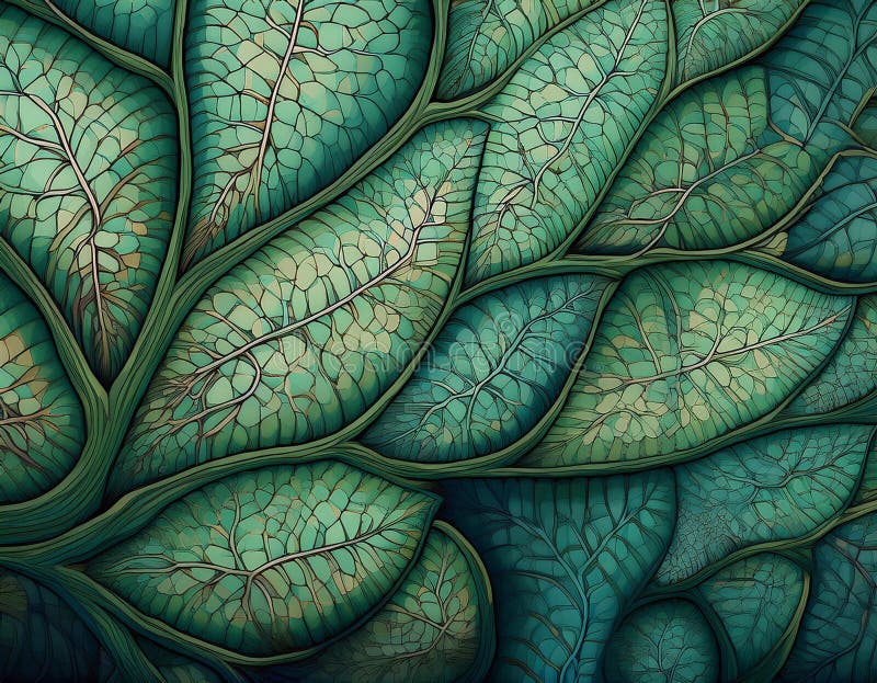 Abstract Leaf Veins Illustration Exaggerated Lines and Shapes ...