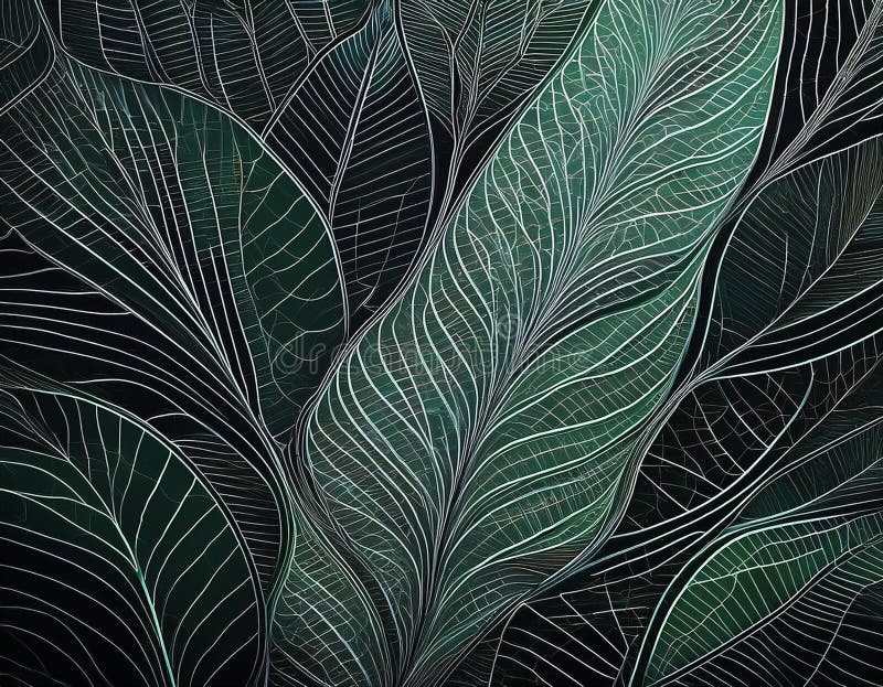 Abstract Leaf Veins Illustration Exaggerated Lines and Shapes ...