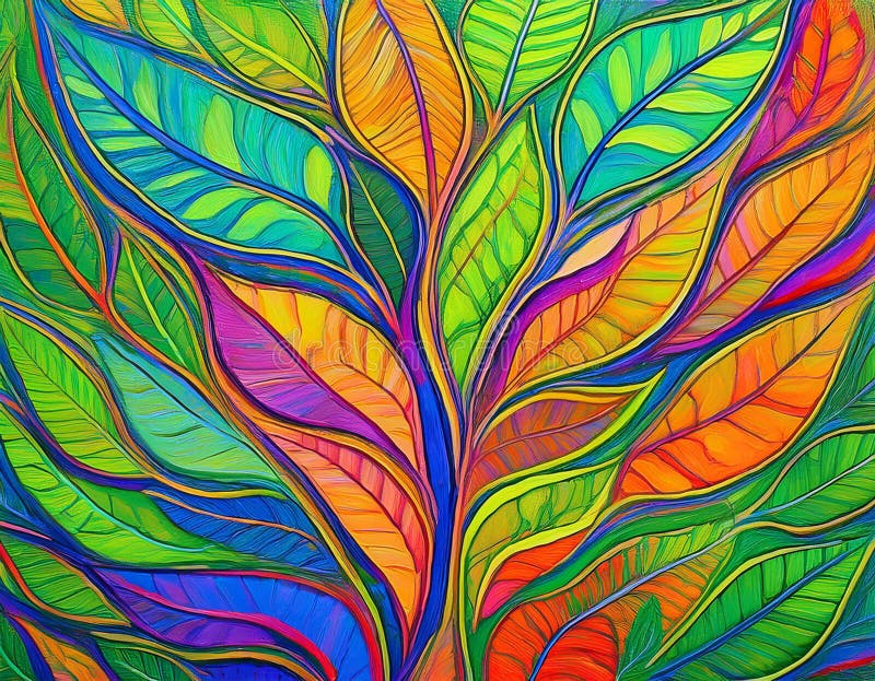 Abstract Leaf Veins Illustration Exaggerated Lines and Shapes ...