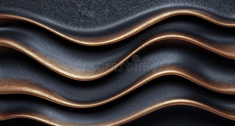 Abstract Leather Texture with Wavy Golden Lines Stock Illustration ...