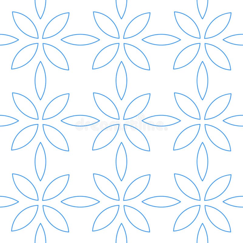 Abstract Leaves with Blue Outlines. Simple Seamless Pattern. Textile ...