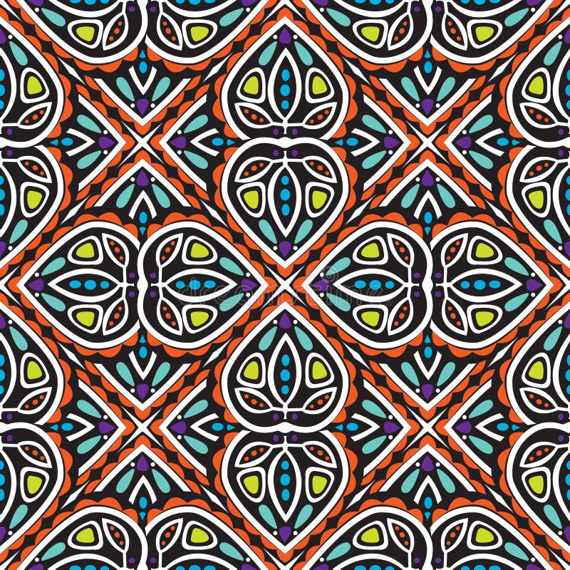 Abstract Leaves Ornament Seamless Pattern Stock Image - Image of ...