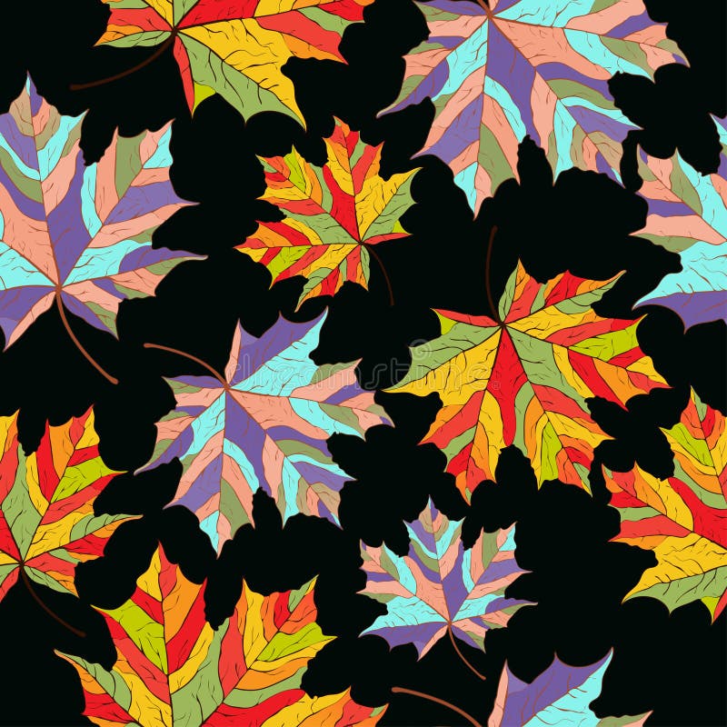 Abstract Leaves, Seamless Pattern, Vector Background. Multi-colored ...