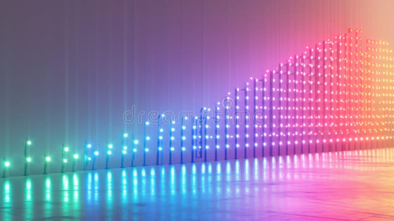 Abstract LED Light Installation with Rainbow Colors Stock Photo - Image ...