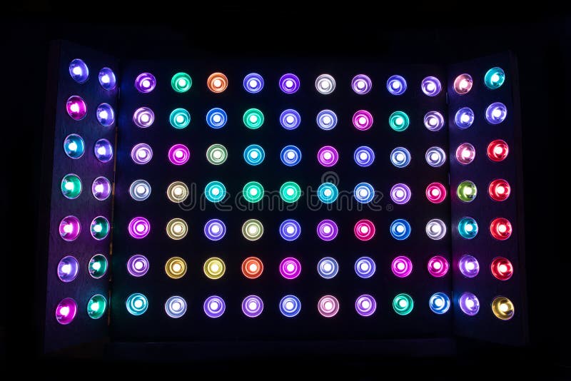 Abstract LED Light Wall in the Black Room Stock Illustration ...